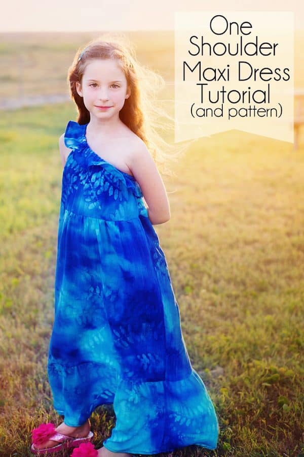 One Shoulder Maxi Dress Tutorial (w/ pattern) - Scattered Thoughts of a ...