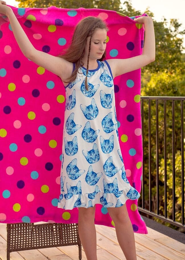 Easy & Free Girl's Nightgown Pattern and Tutorial (for knit fabric, sz ...