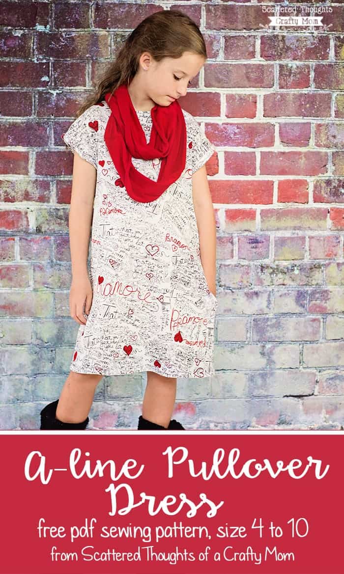 Girl's A-line Pullover Dress, Free Pattern Size (4 To 10) - Scattered 