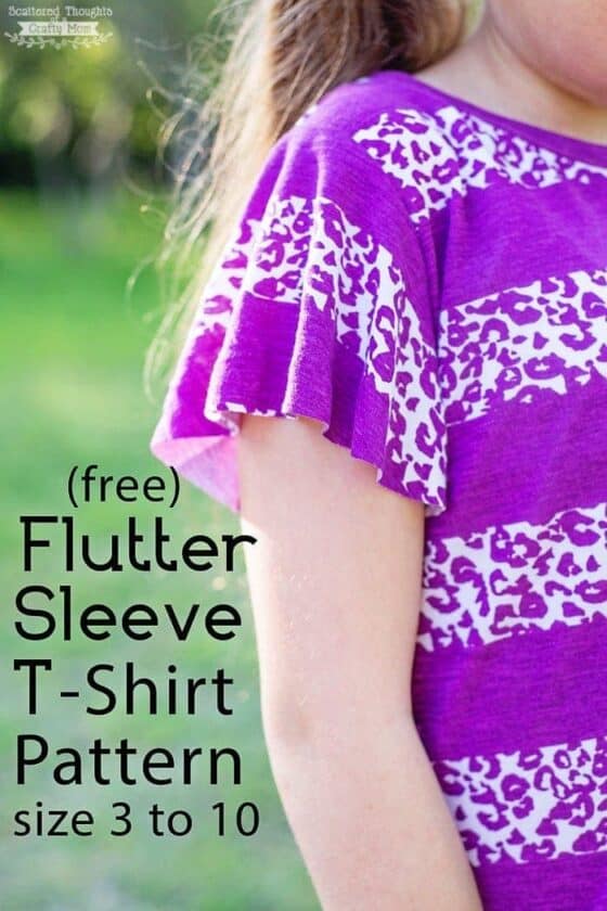 Free Flutter Sleeve Sewing Pattern (t-shirt 3 - 10) - Scattered ...