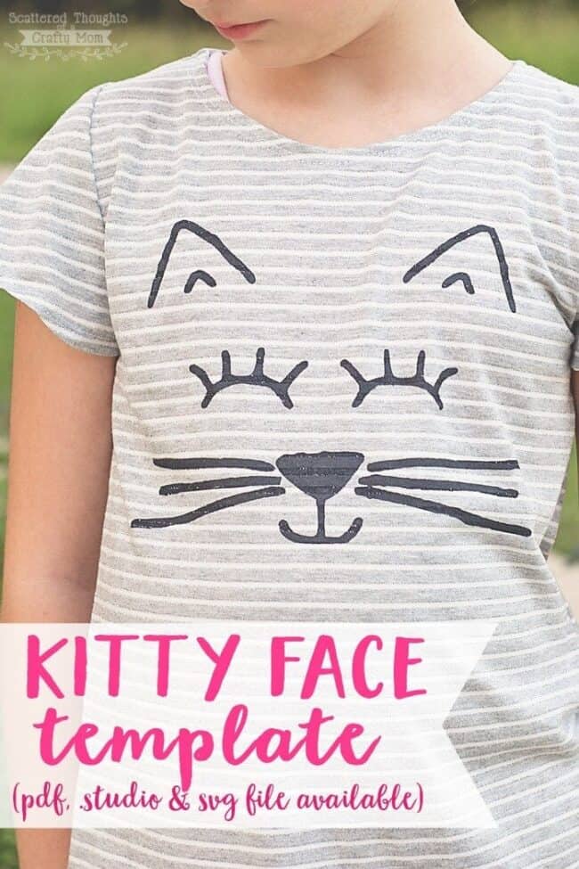 Kitty Face Stencil w/ free template (svg, pdf, .studio file)