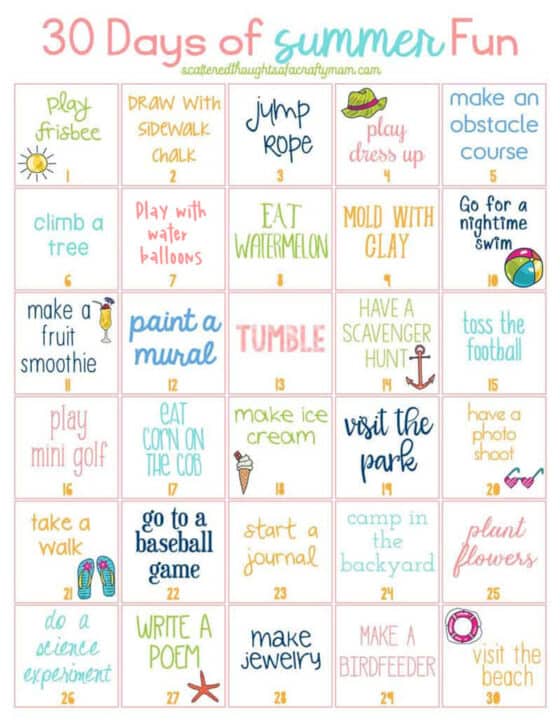 30 Days of Summer Fun ideas for the Kids! - Scattered Thoughts of a ...