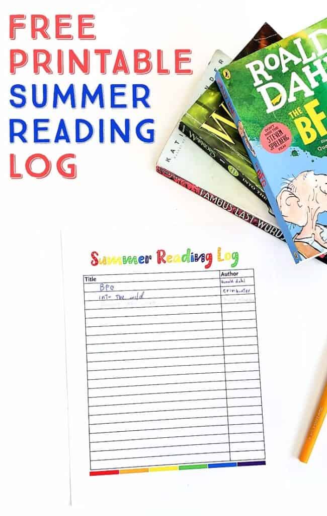 Free Printable Summer Reading Log for Kids - Scattered Thoughts of a ...