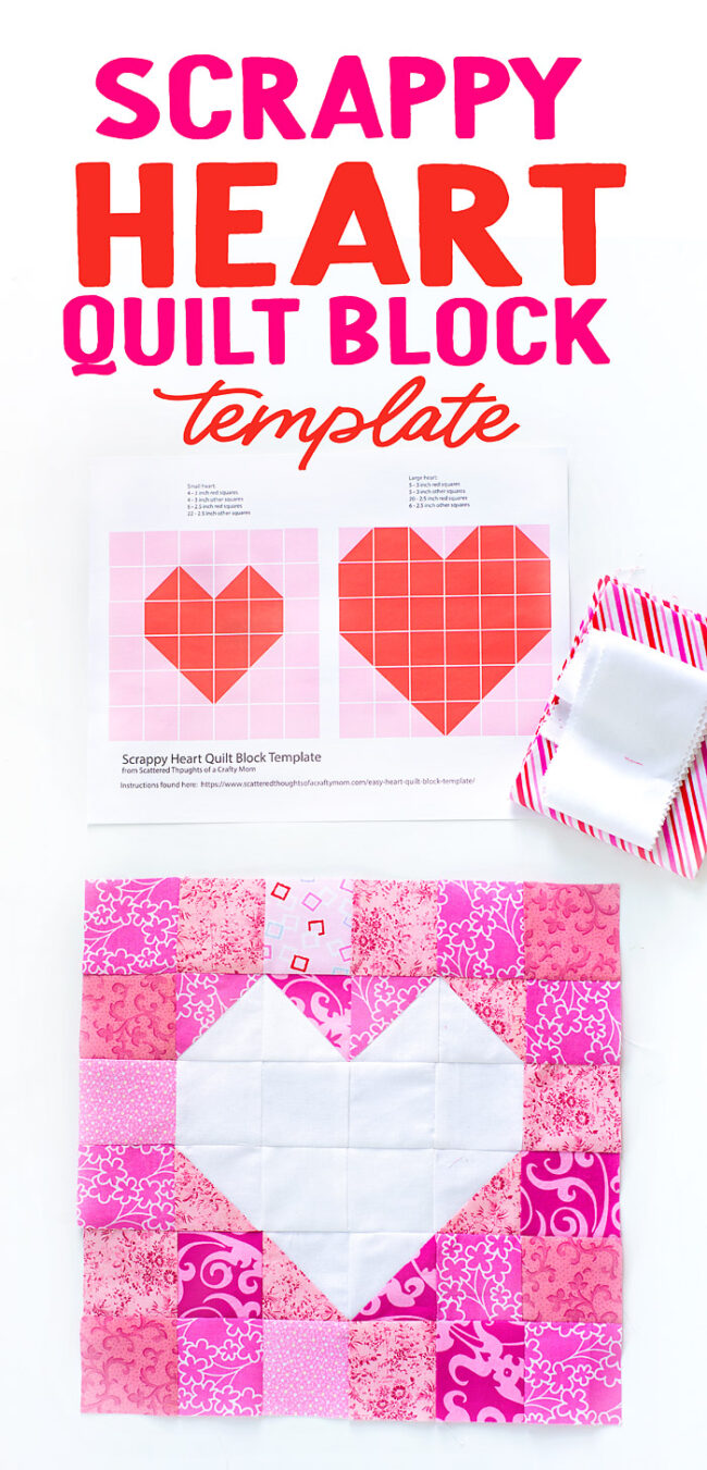 Free Scrappy Heart Quilt Block Pattern and Tutorial