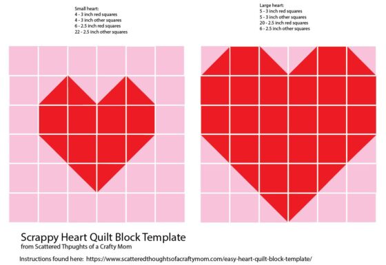 Free Scrappy Heart Quilt Block Pattern and Tutorial