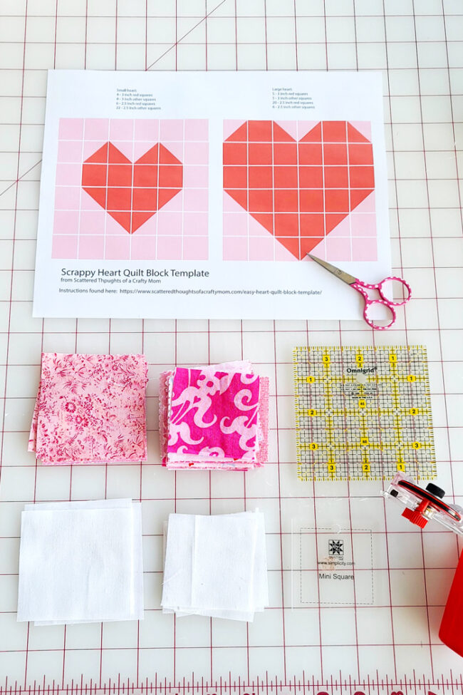 Free Scrappy Heart Quilt Block Pattern and Tutorial
