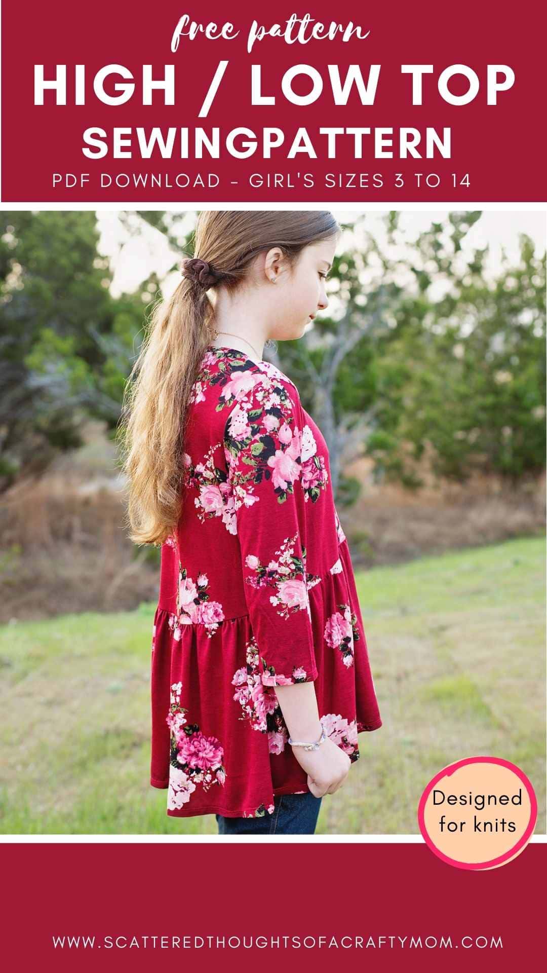 Girl's High Low Ruffle Top Pattern (free pattern sz 3 to 14)