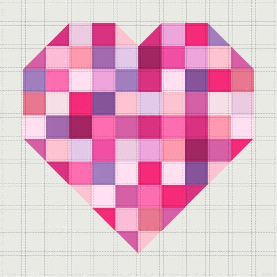 Big Square Heart Quilt Pattern - free pdf template