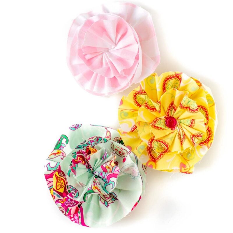 Easy Gathered Fabric Flower Tutorial - Scattered Thoughts of a Crafty ...
