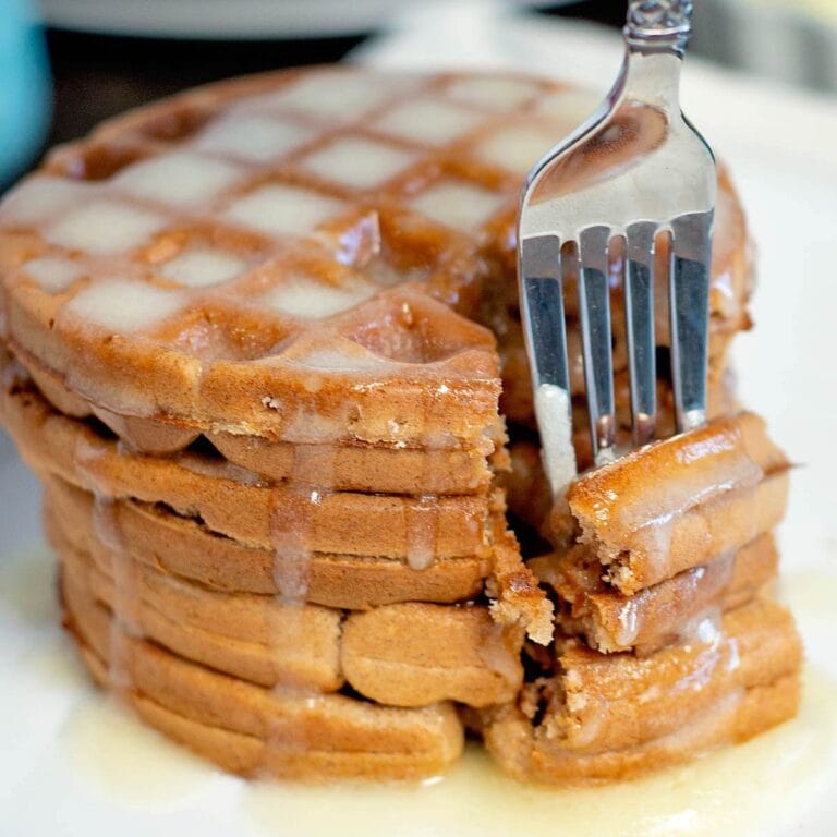 Cinnamon Waffles with Vanilla Cream Cheese Icing