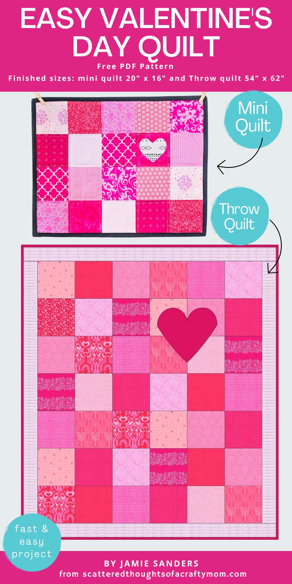 Easy Valentine's Day Mini Quilt Pattern - Scattered Thoughts of a ...