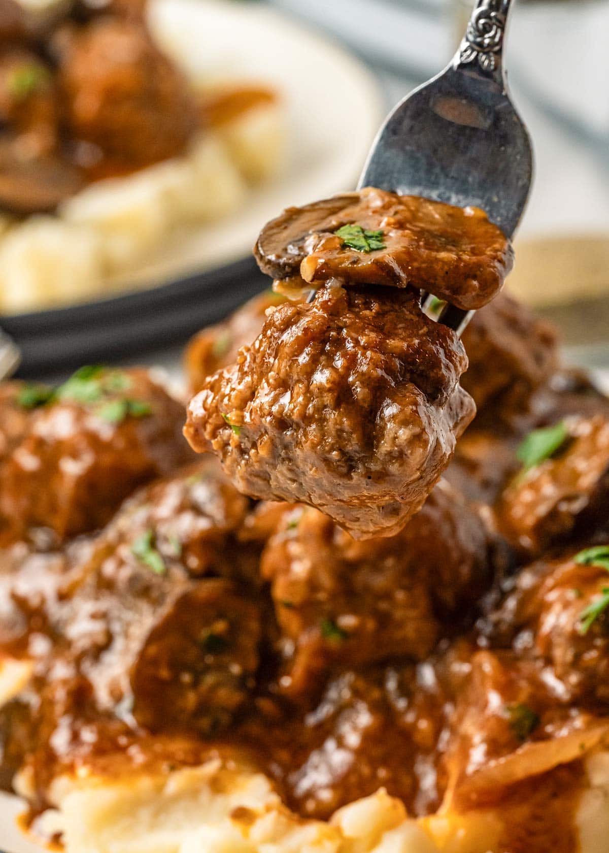 Salisbury Steak Meatballs in the Crock Pot (or stovetop)