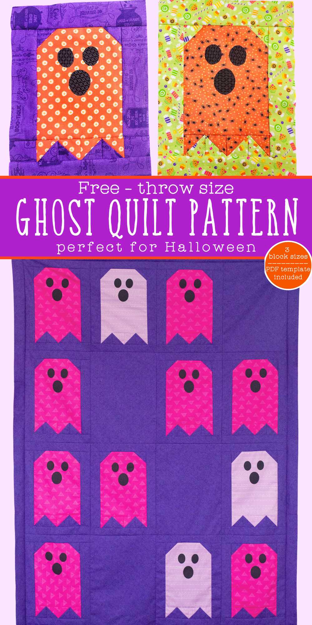 Ghost Quilt Pattern For Halloween - free PDF pattern